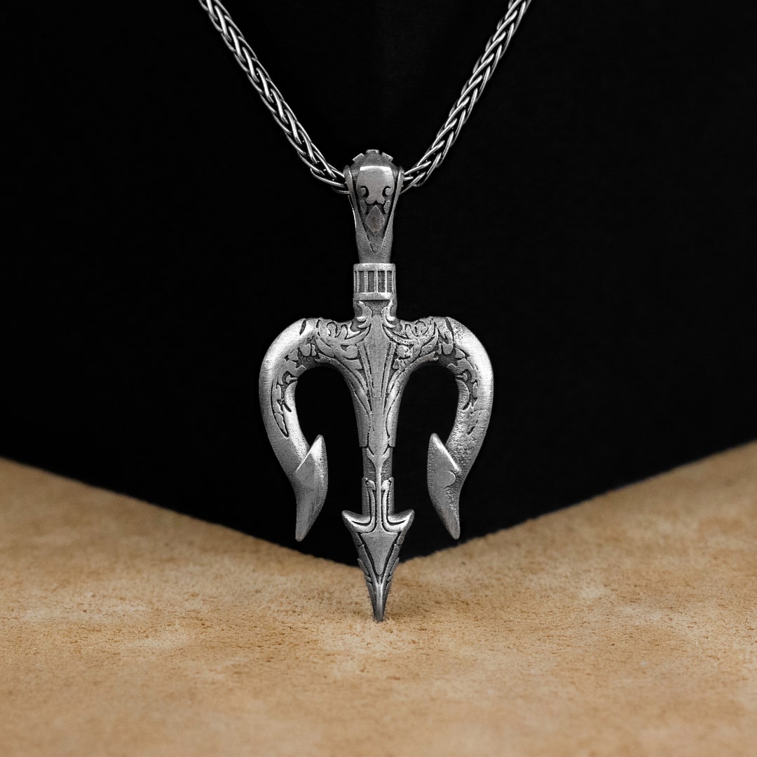 Polarm Pendant, Unique 925 Silver Polarm Neckalce, Trident of Poseidon ...