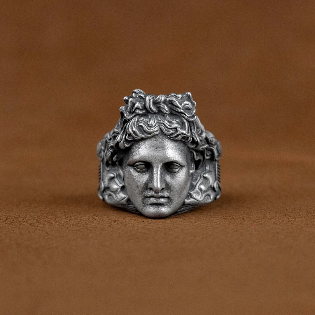 Greek God Apollo Silver Men Ring, Ancient Signet Ring, Greek Gods Mythology Jewelry, Fantasy ...