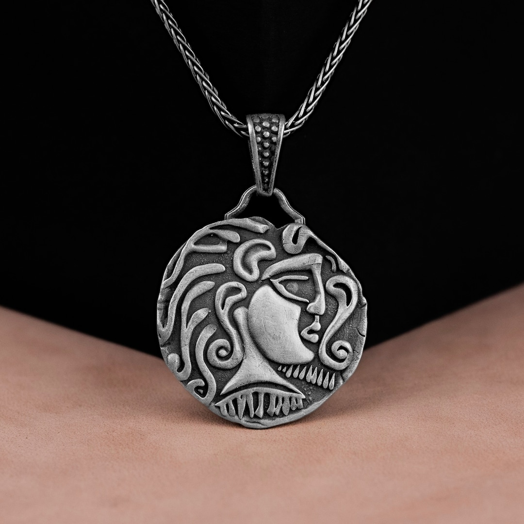 Engraved Silver Ancient Rome Coin Necklace Pendant, Greek Mythology ...