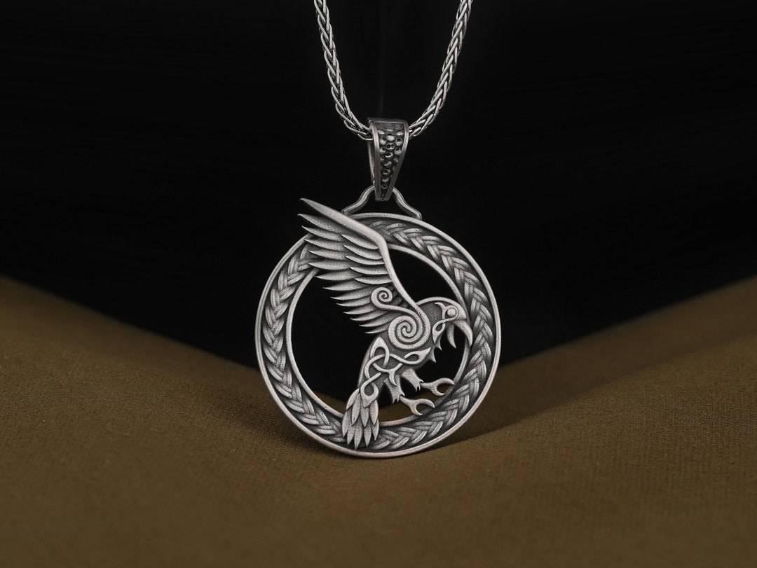 Elegant Norse Raven Medallion in Sterling Silver for Mythology - Etsy