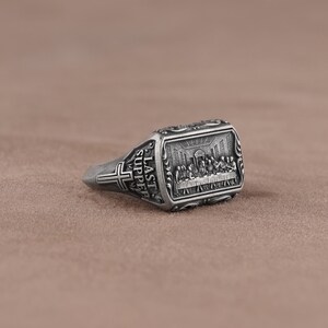 The Last Supper Signet Ring, Jesus Christ Leonardo Pattern Silver Ring ...
