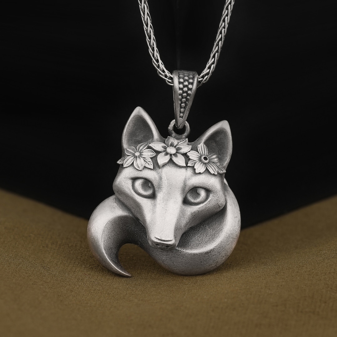 Cute Fox Head With a Tiara Necklace for Her, Minimalist Animal Dainty ...