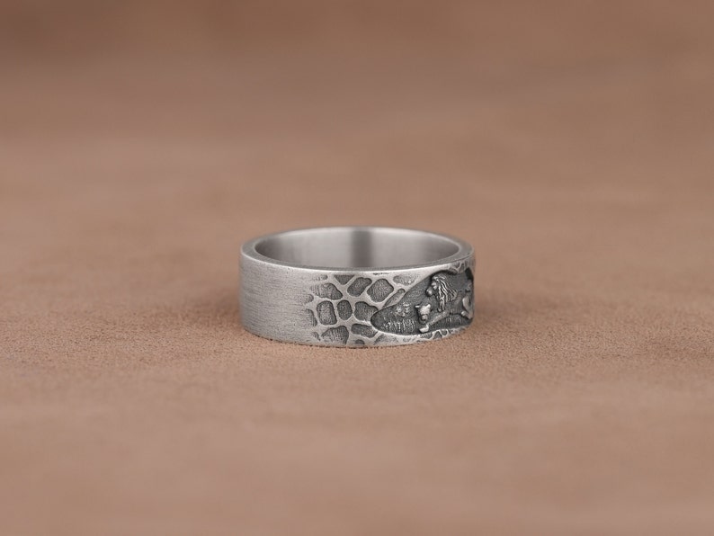 Lion and Lioness Mural Engraved Textured Band Ring 925 - Etsy