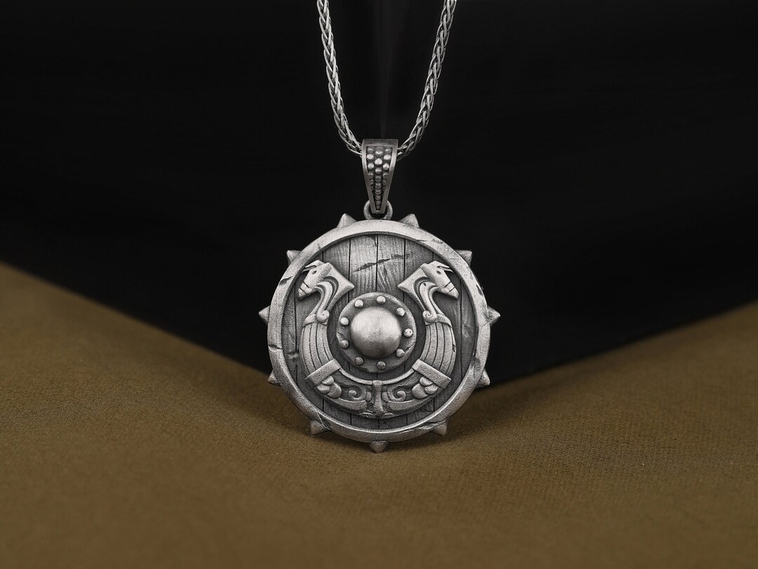 Viking Drakkar Motif Shield Medallion 925 Sterling Silver - Etsy