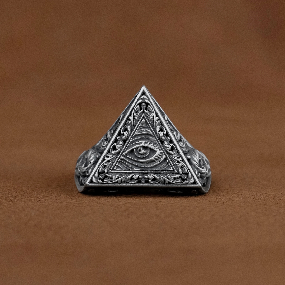 Illuminati Silver Men Ring, Eye of Providence Ring, Sterling Silver ...