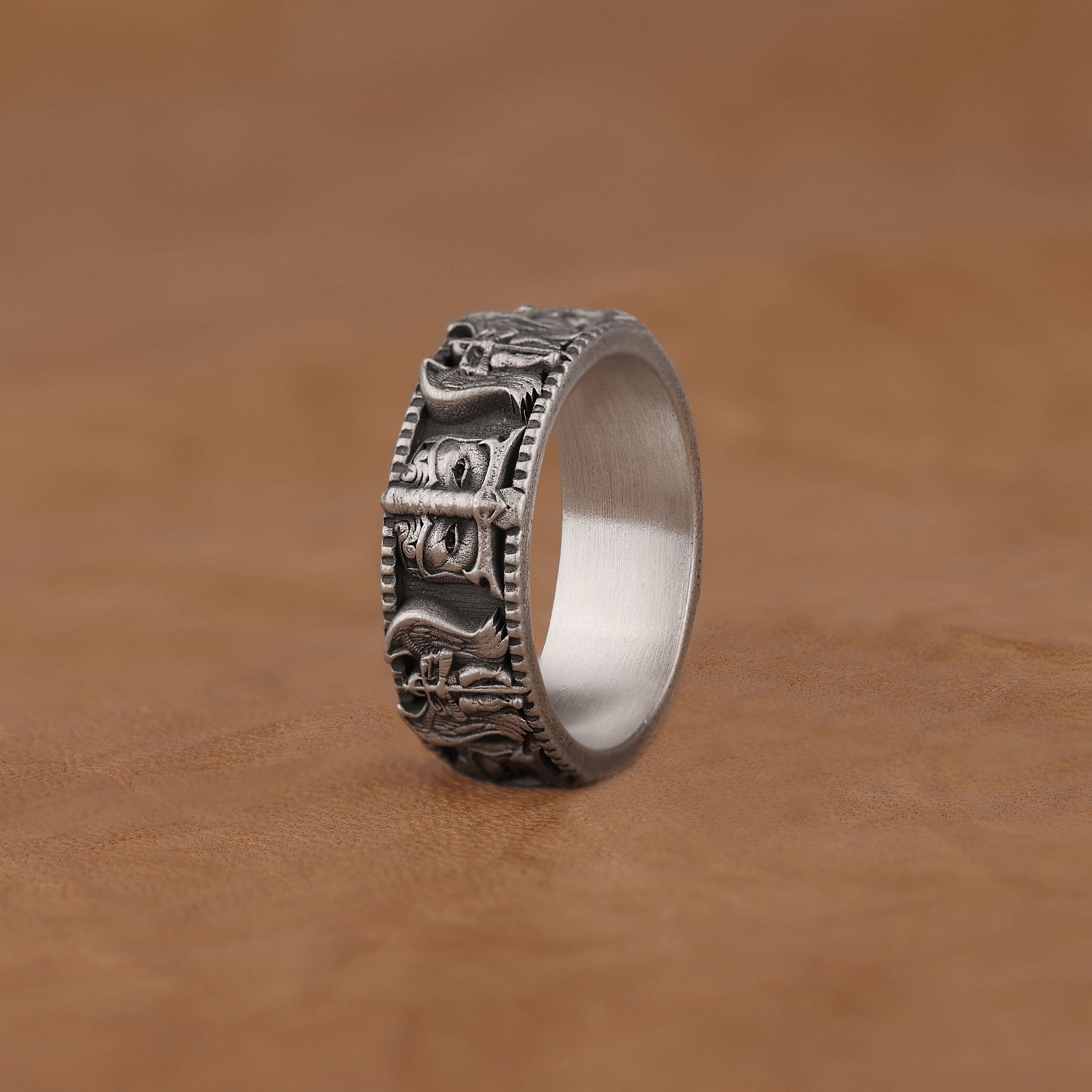 St Michael the Archangel Mens Ring, Oxidized Religious Rings for ...
