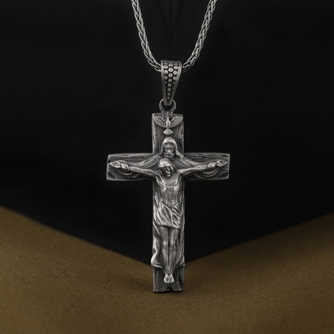 Father Son and the Holy Spirit on Cross Necklace, Holy Trinity God, Son ...