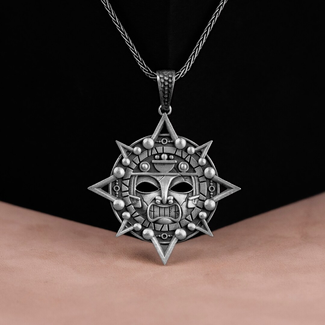 Aztec Mythology Sun Silver Necklace, Sterling Silver Aztec Gift ...