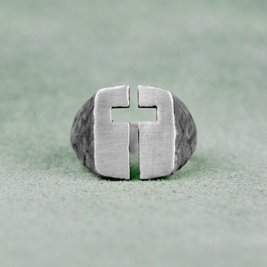 Silver Unique Cross Ring, Engraved Cross Silver Men Ring, Good ...