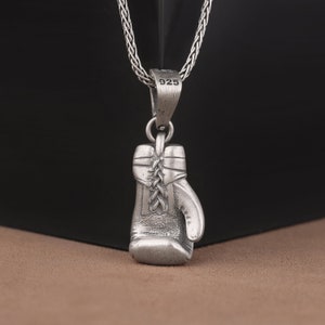 Single Boxing Glove Pendant in Sterling Silver, Fist Shaped Boxing ...