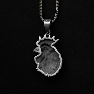 Rooster Pendant, Sterling Silver Rooster Head Men Necklace, Animal ...
