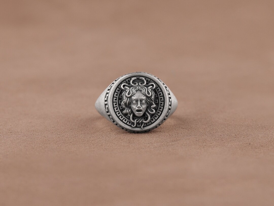 Gorgon Medusa Head Pinky Ring Greek Mythology Ring for Men - Etsy