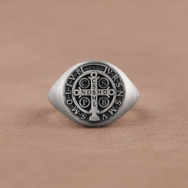 St. Benedict Signet Ring - Etsy