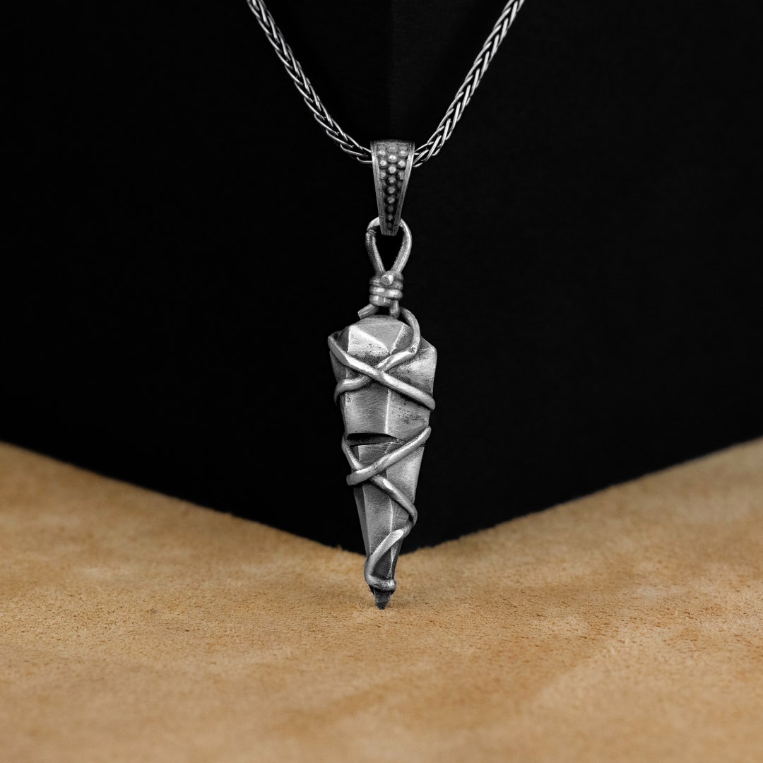 Arrow Pendant, Rock Arrow Head Silver Men Necklace, Gothic Men Necklace ...