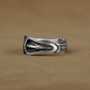 Shield Men Ring, Modern Shield Silver Ring, Engraved 925 Silver Wedding ...