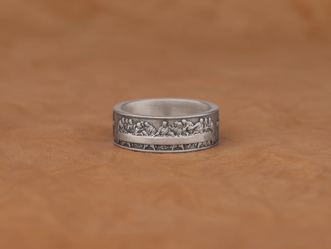 Handmade the Last Supper Art Ring With a Cross in 925 Sterling - Etsy