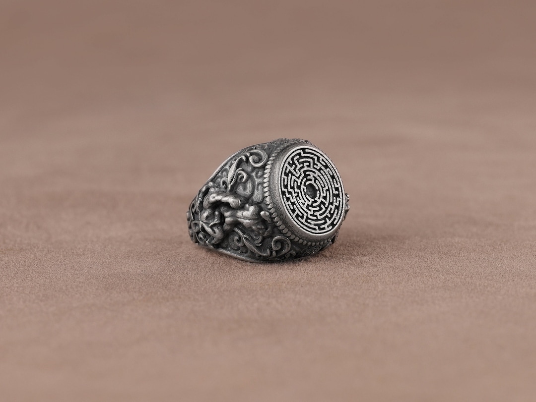 Greek Mythology Ring, Theseus and Minotaur Greek Sculpture Ring ...