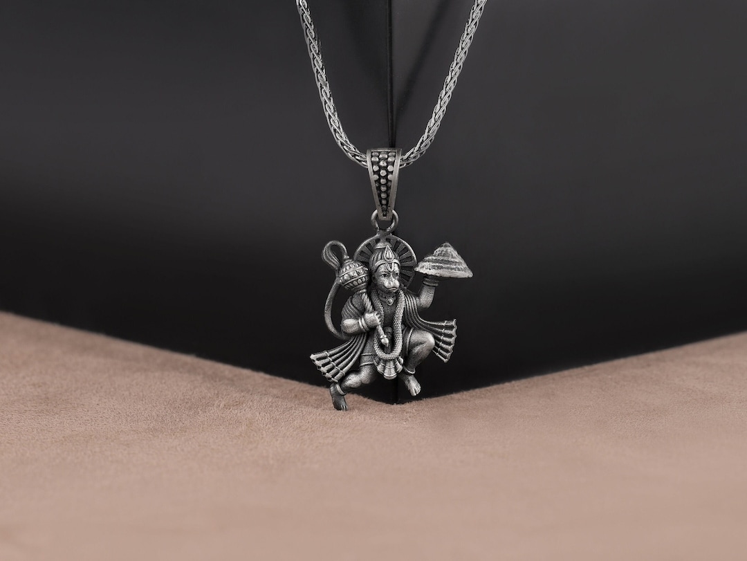 3D Hanuman JI Pendant Necklace, 925 Sterling Silver Handmade Idol ...