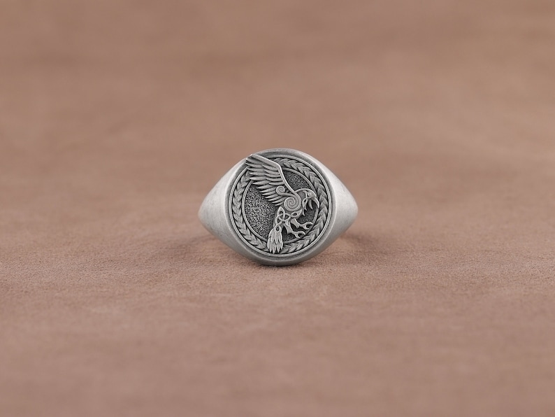 Odin's Raven of Prophecy Signet Ring Celtic Knot Art - Etsy