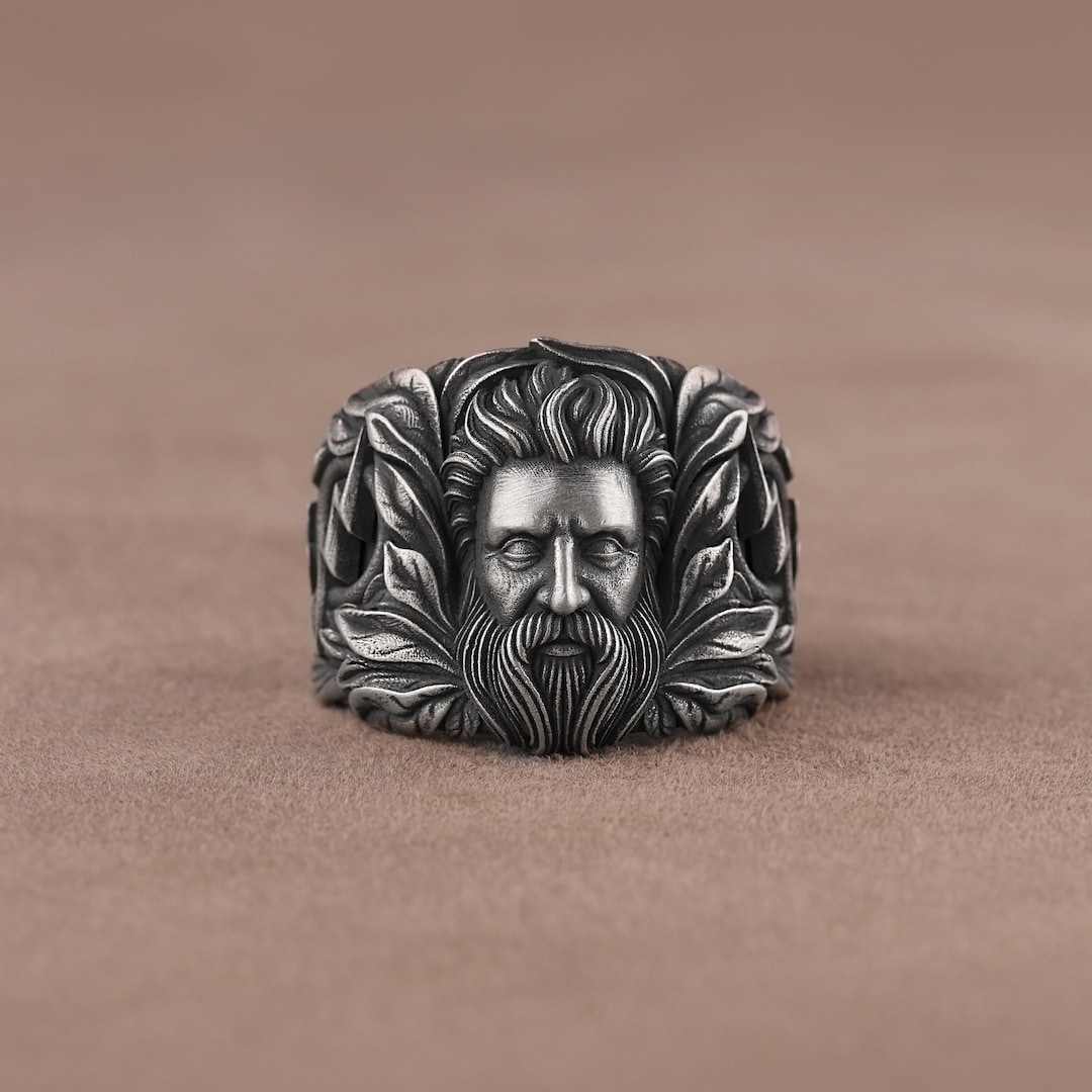 Zeus God and Lightning Ring, Greek Sky God Ring, Fantasy Mens Ring in ...