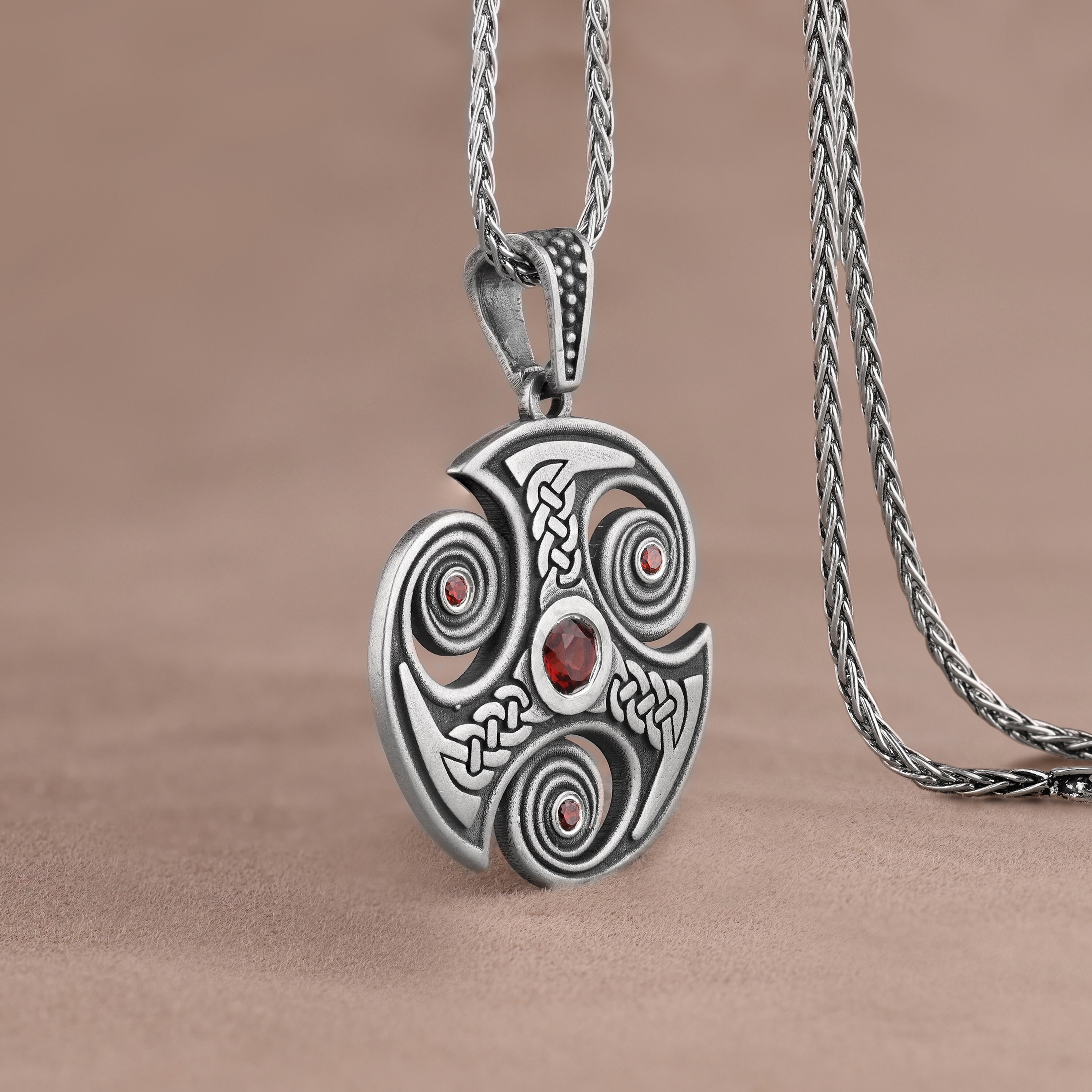 Celtic Silver Pendant, Triskelion Trefot Celtic Totem Men Neckalce ...