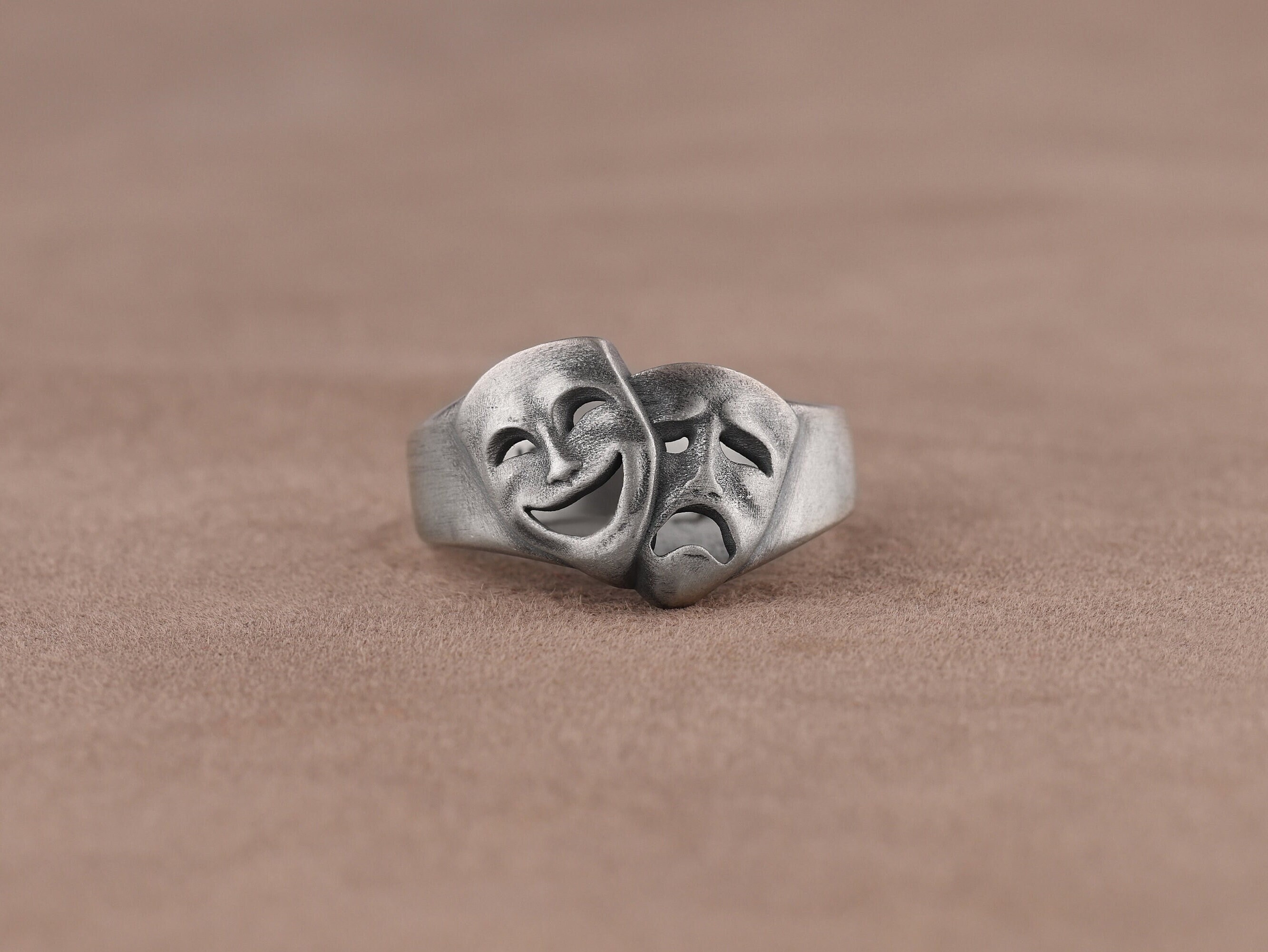 Theater Comedy and Tragedy Masks Ring Theater Mask Silver - Etsy