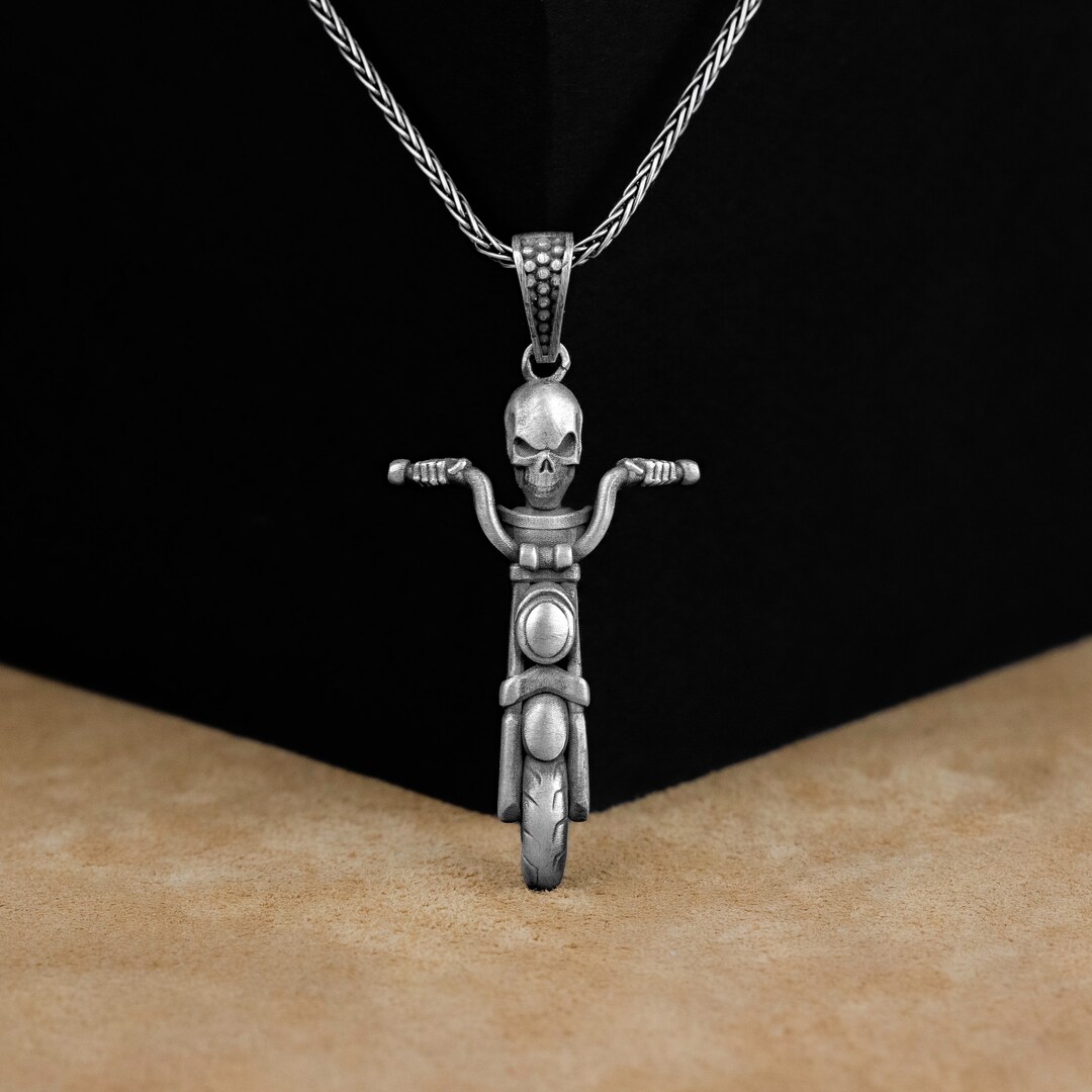 Motorcycle Pendant, Unique Silver Motorcycle Men Necklace Pendant ...