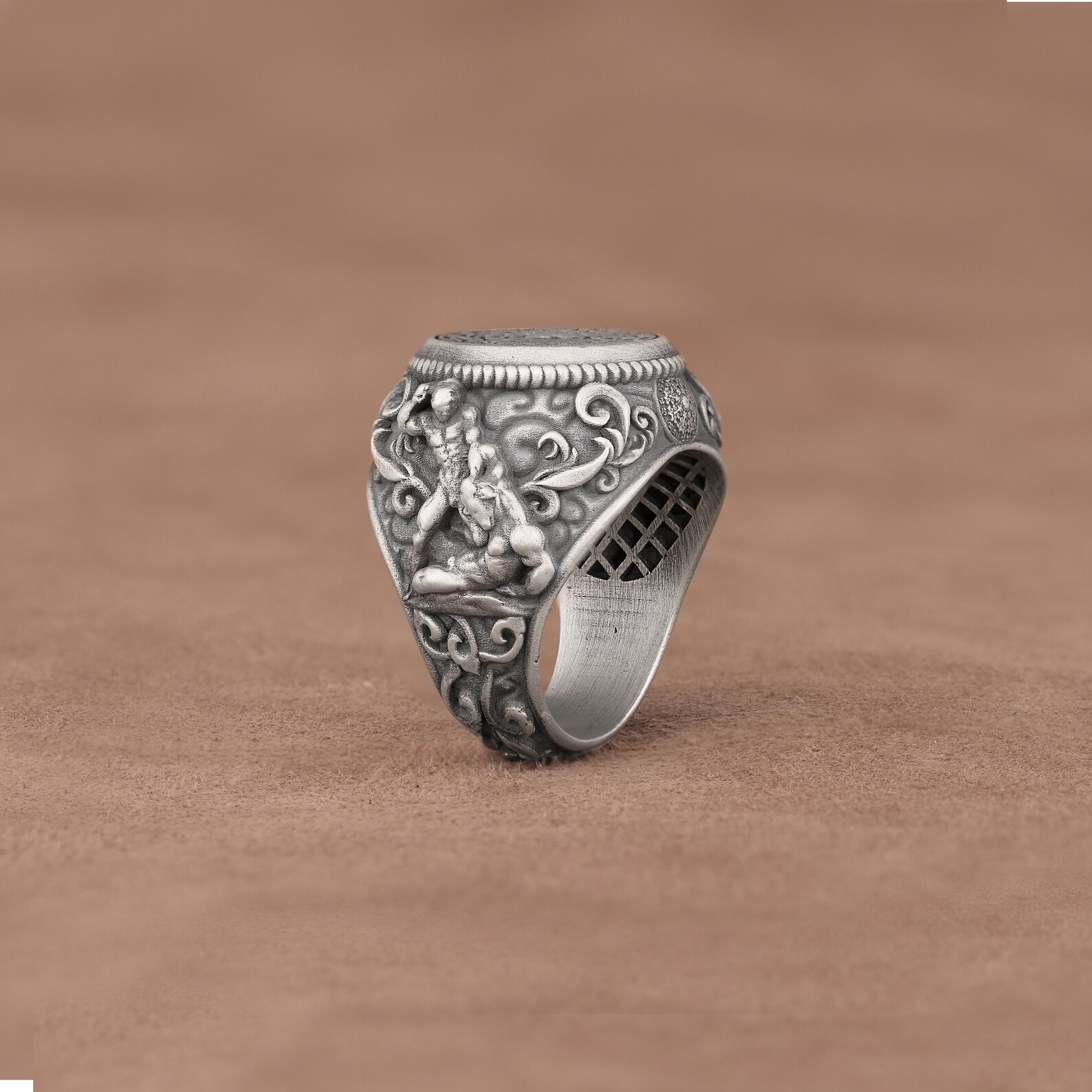 Greek Mythology Ring, Theseus and Minotaur Greek Sculpture Ring ...