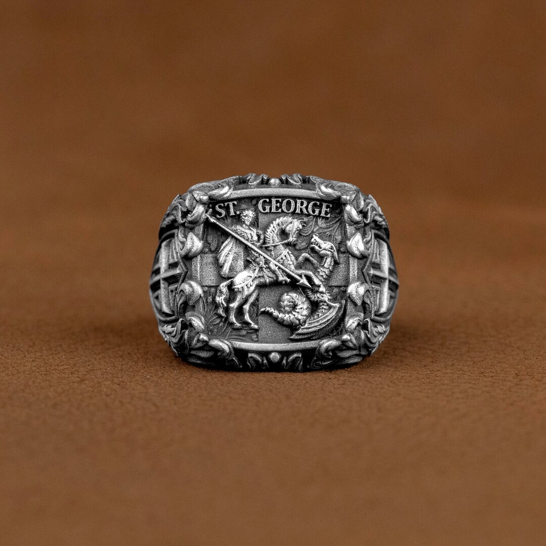 Saint George Silver Men Ring, Saint George the Victorious Silver Pinky ...