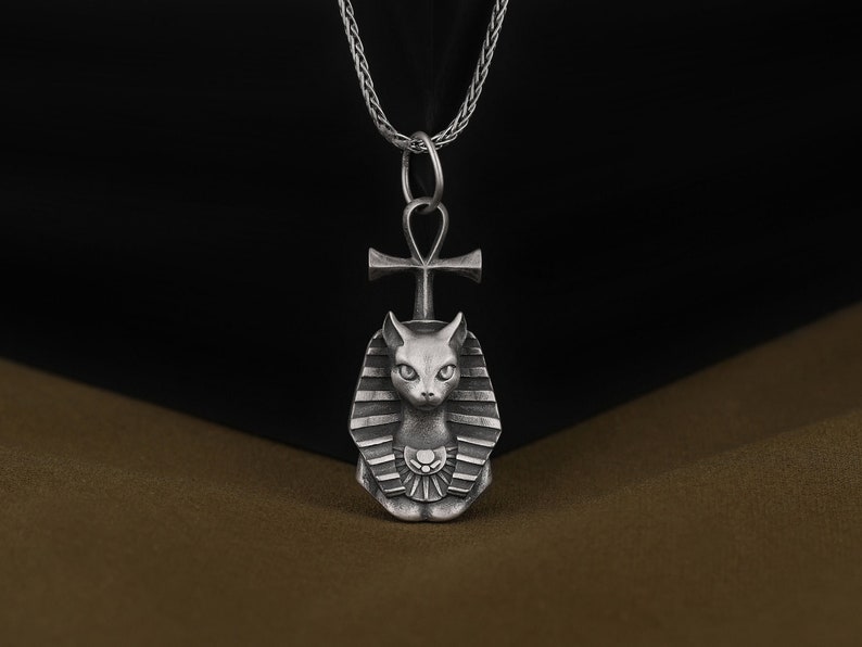 Egyptian Cat Goddess Bast Necklace Bastet Pendant With Ankh - Etsy