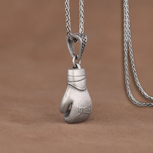 Single Boxing Glove Pendant in Sterling Silver, Fist Shaped Boxing ...