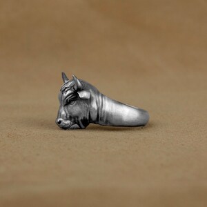Taurus Silver Ring, Bull Head With Horns Men Ring, Zodiac Men Ring ...
