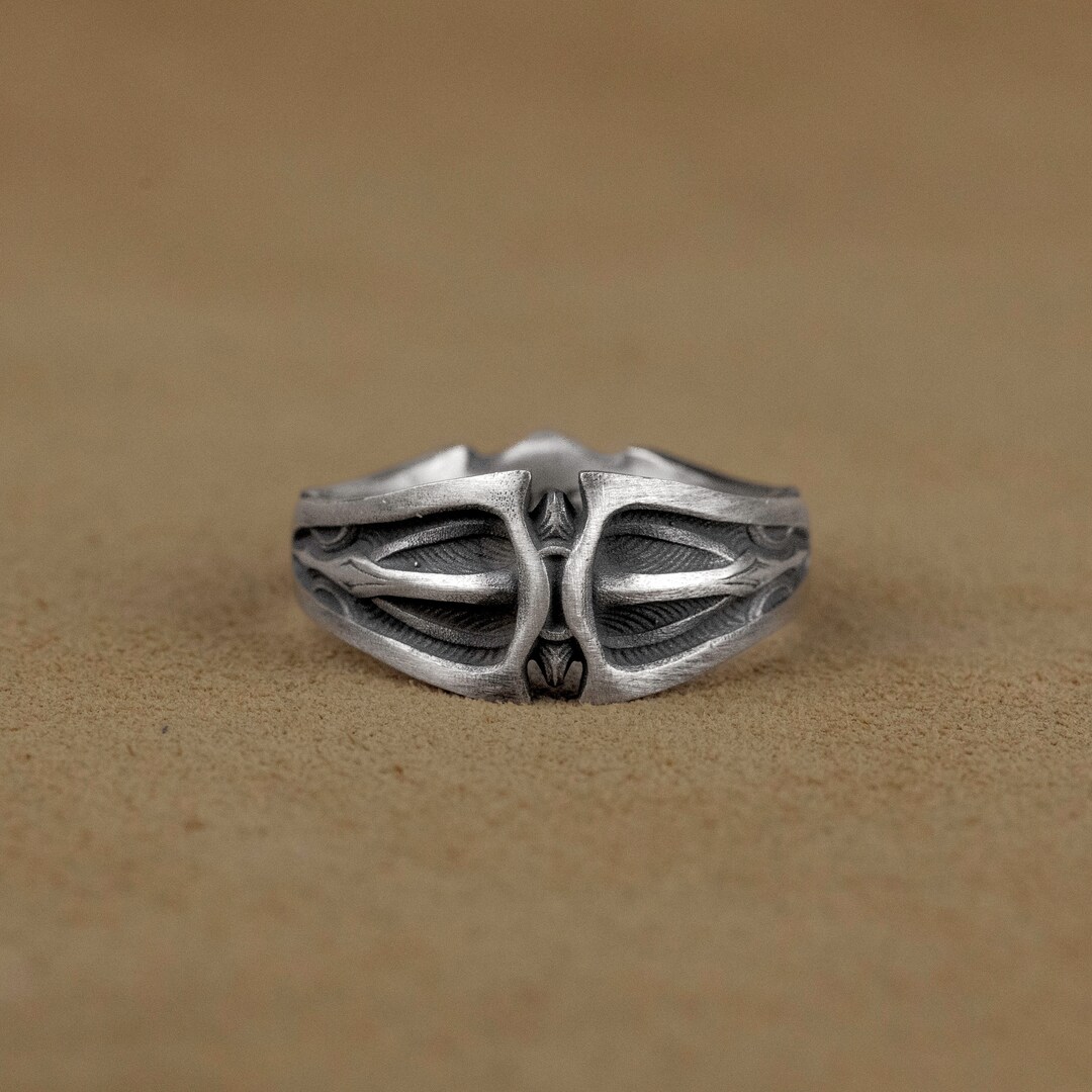 Shield Men Ring, Modern Shield Silver Ring, Engraved 925 Silver Wedding ...