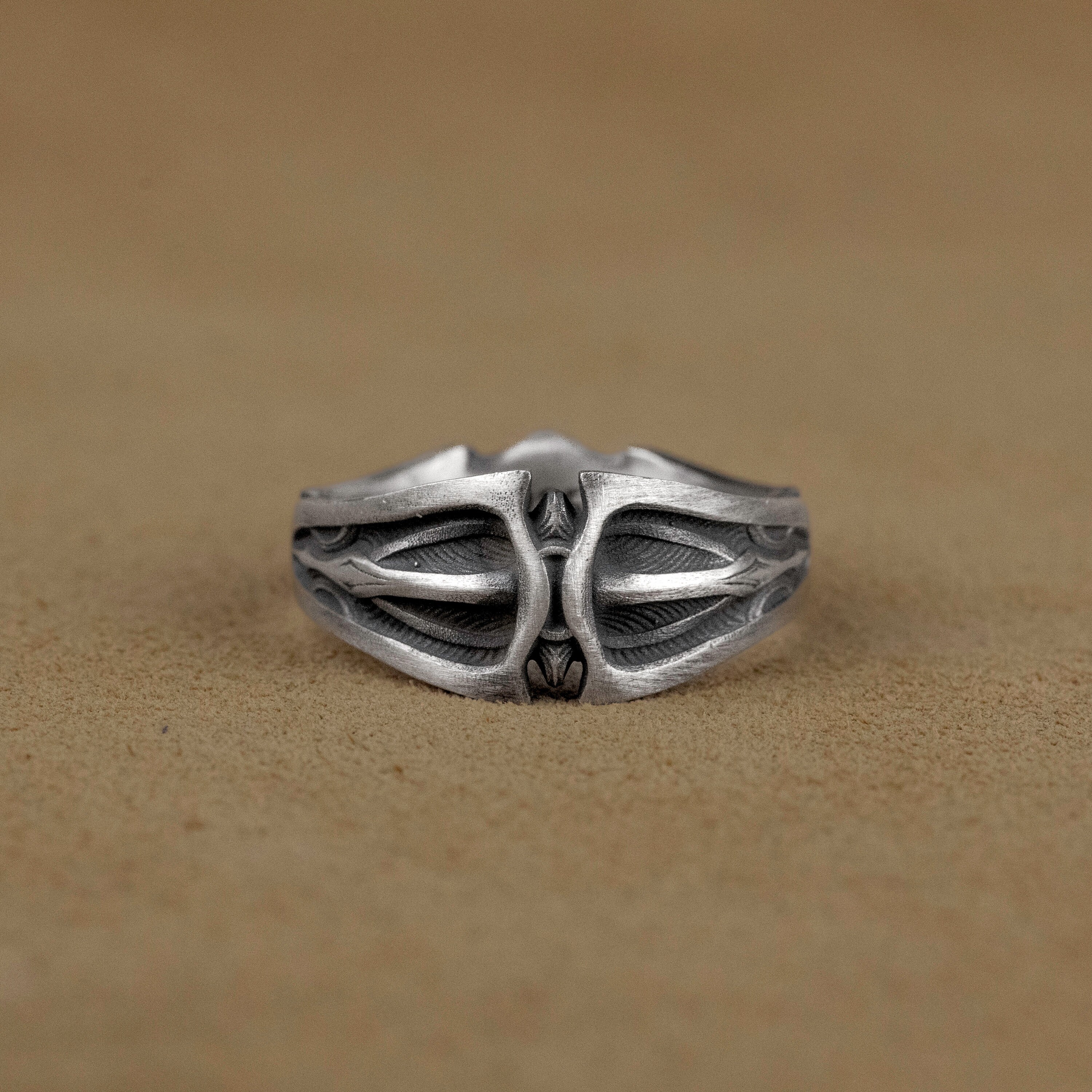 Shield Men Ring, Modern Shield Silver Ring, Engraved 925 Silver Wedding ...