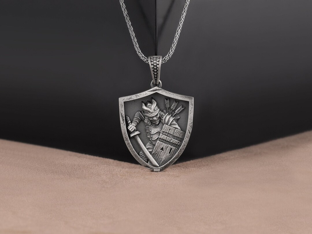 3D Samurai Pendant Necklace Japanese Medieval Necklace for - Etsy