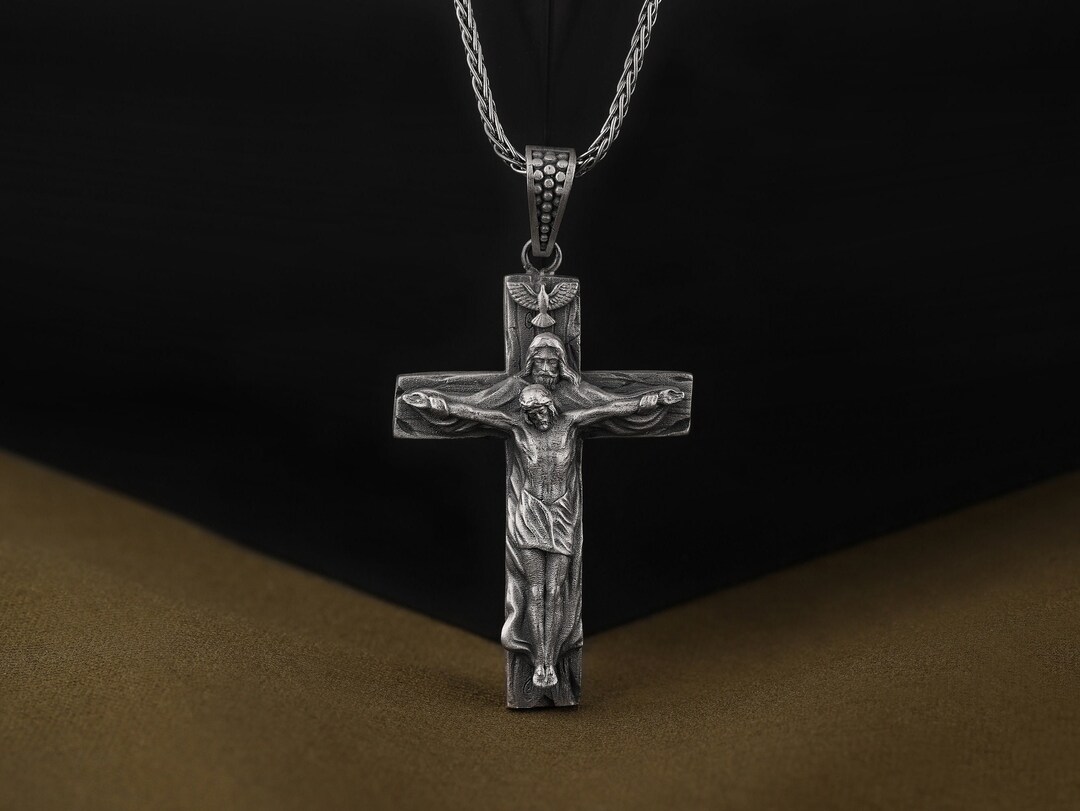Father Son and the Holy Spirit on Cross Necklace, Holy Trinity God, Son ...