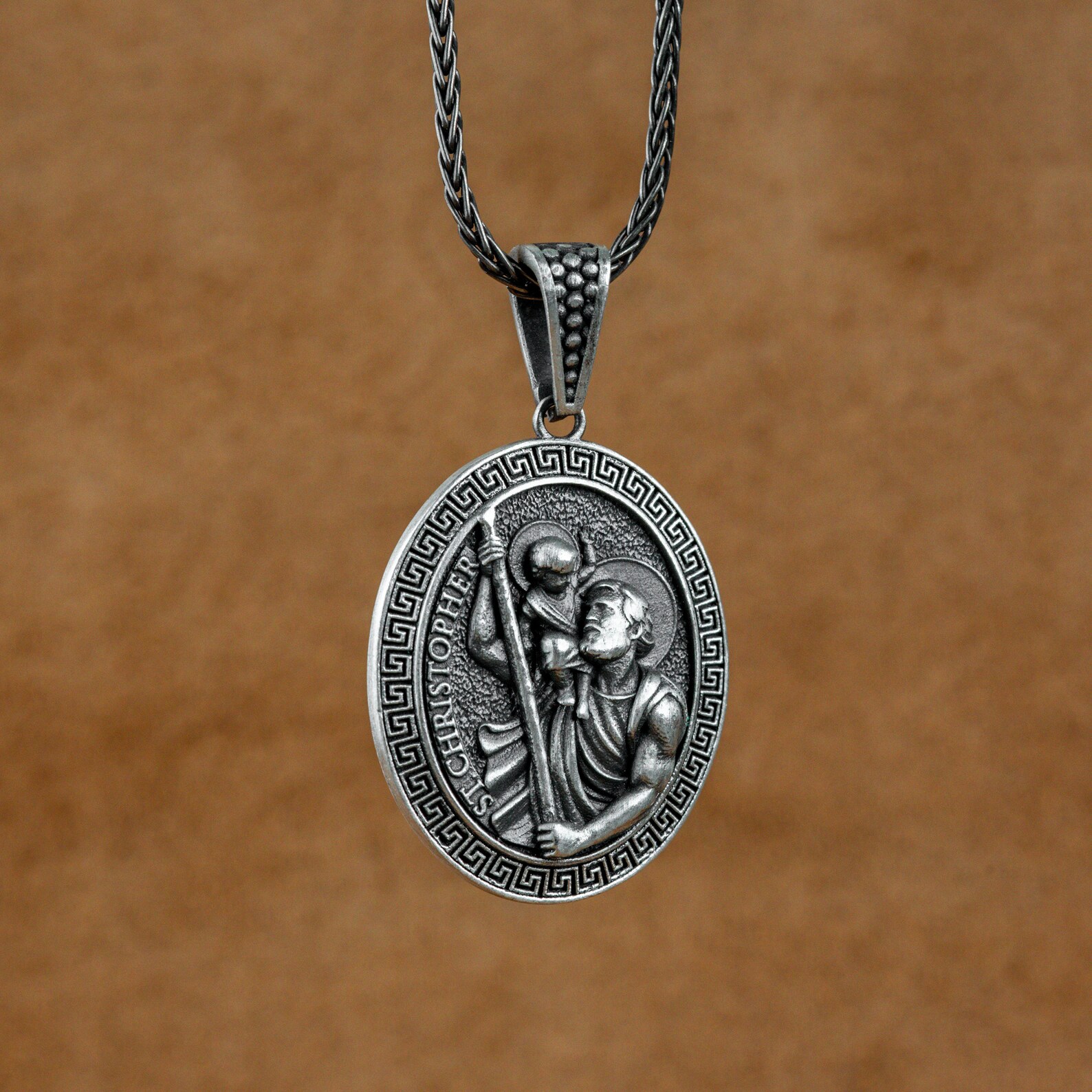 Saint Christopher Silver Necklace, Handmade St Christopher Pendant ...