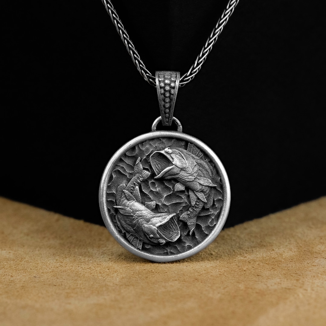 Silver Koi Fish Men Necklace Pendant With Japanese Style, Memorial Gift ...