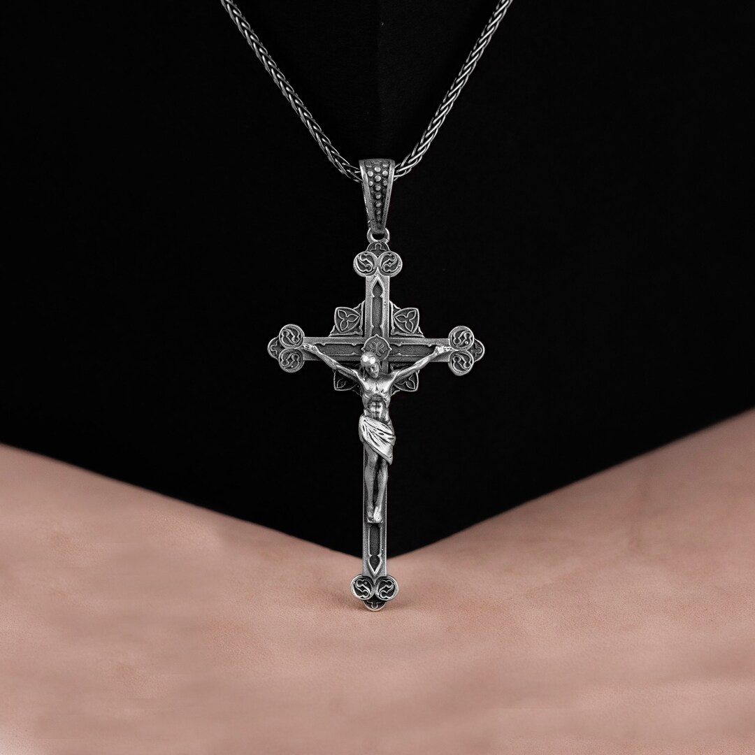 Crucifixion Silver Men Neckalce, Crucifixion of Jesus 925 Silver ...