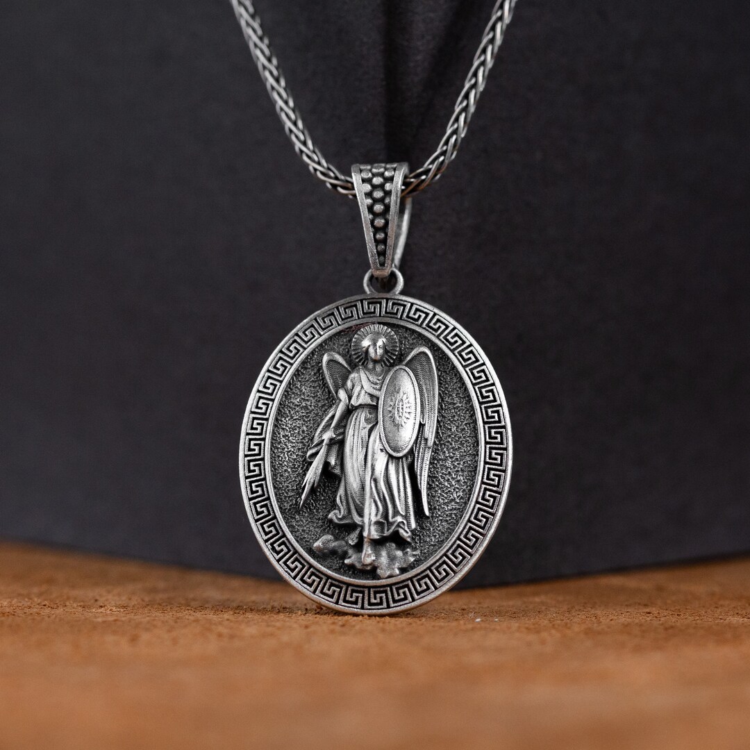 The Archangel Michael Defeating Silver Necklace, Christian Archangel ...