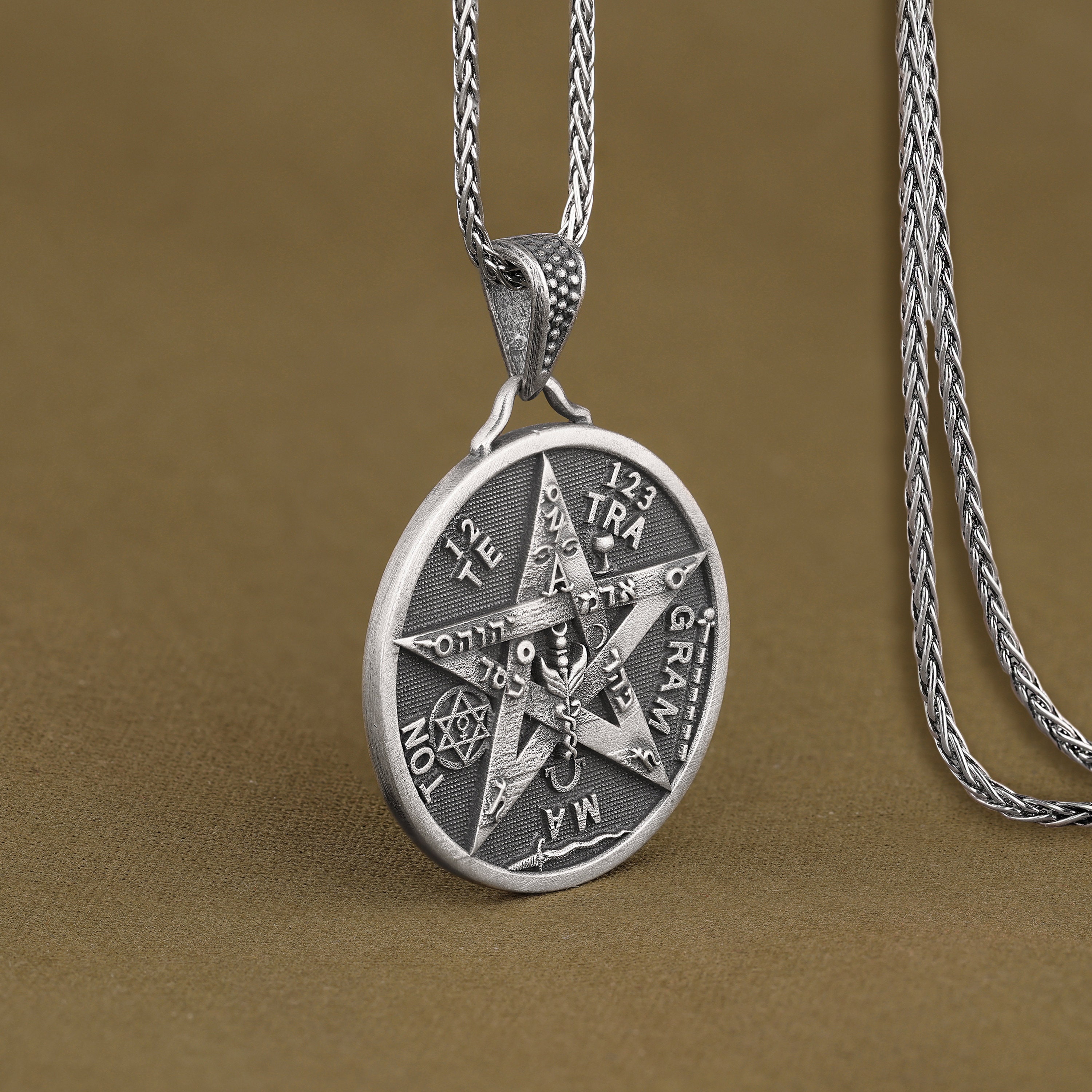 Yahweh Tetragrammaton Medallion With Jewish Star, Hebrew Pendant in ...