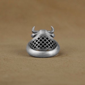 Taurus Silver Ring, Bull Head With Horns Men Ring, Zodiac Men Ring ...