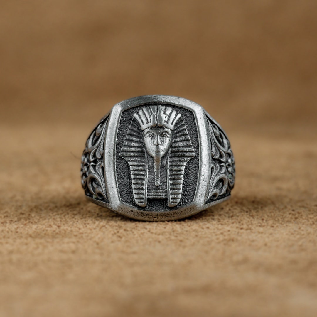 Ancient Egypt Pharaoh King Tutankhamun Signet Silver Ring, Egyptian ...