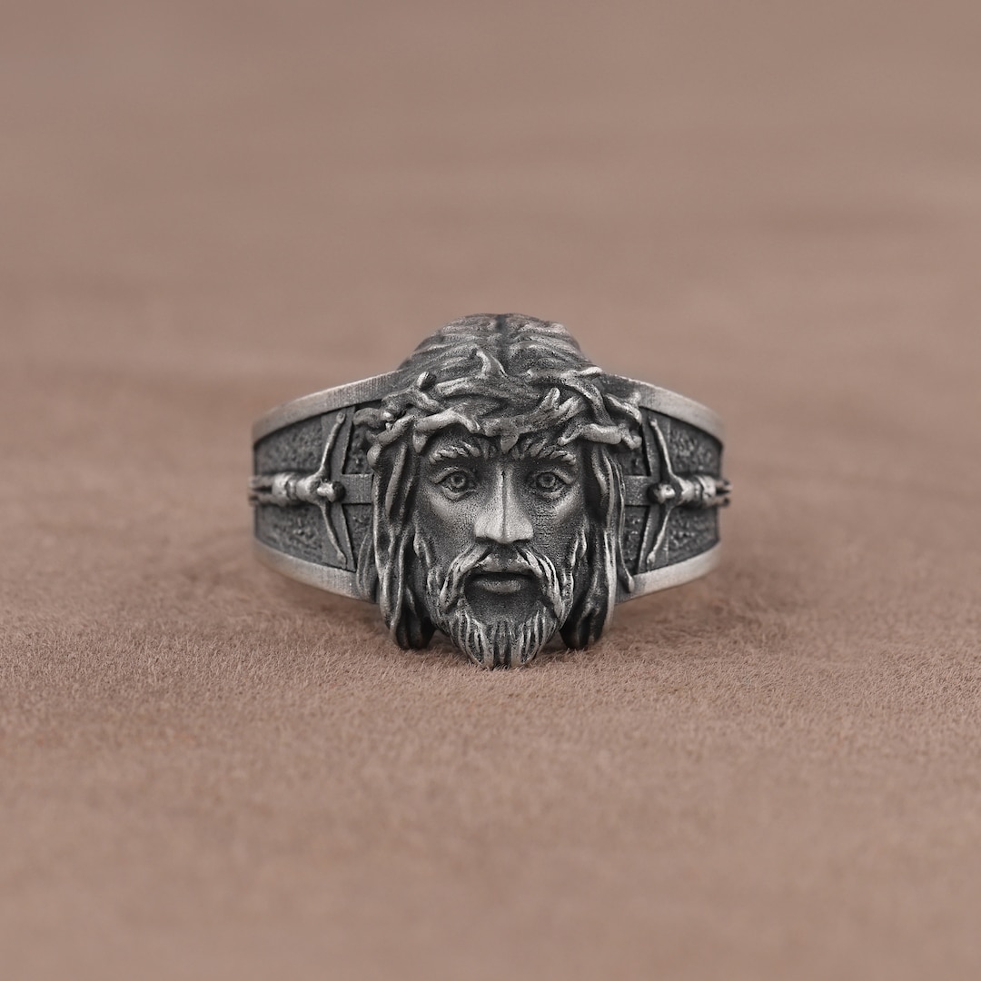 Jesus Christ Face Ring – Jesus Anillo Rostro Ring, Men Signet Ring ...
