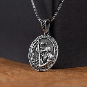 Saint Christopher Silver Necklace, Handmade St Christopher Pendant ...
