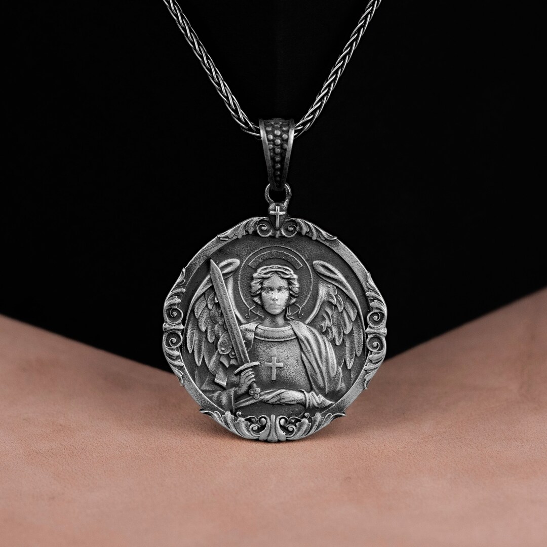 Saint Michael Handmade the Archangel Sterling Silver Men Charm Necklace ...
