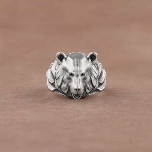 Sterling Silver Grizzly Bear Ring, One of a Kind Animal Ring, Nature ...