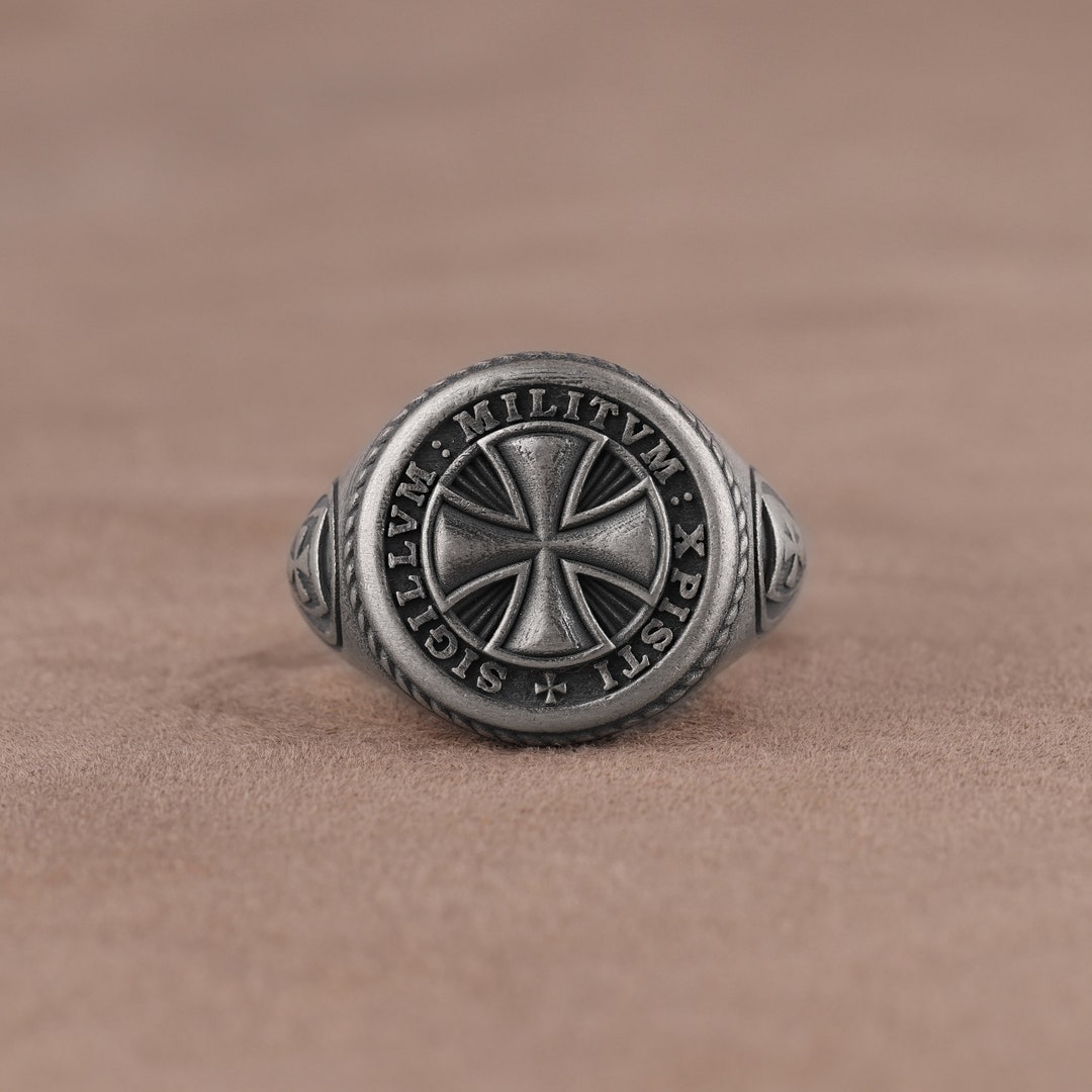Handmade Templar Cross Wedding Band, Knight Templar Silver Ring ...