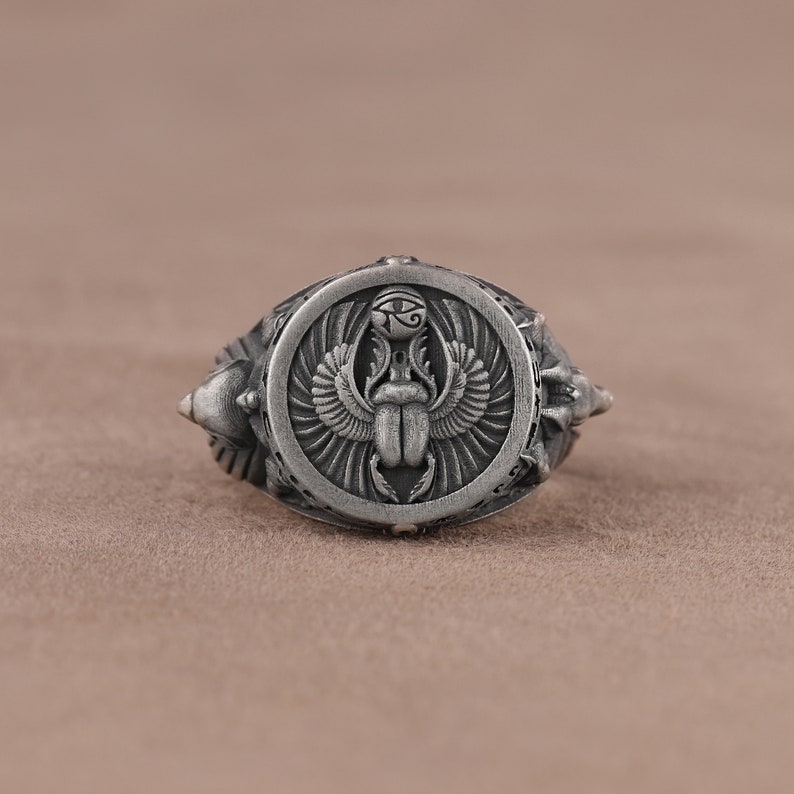 Anubis Silver Mens Ring, Egyptian God Ring, Handmade Sterling Silver ...