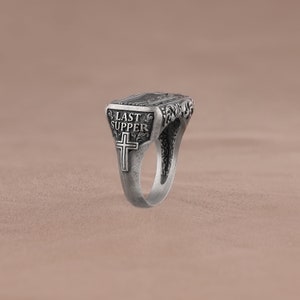 The Last Supper Signet Ring, Jesus Christ Leonardo Pattern Silver Ring ...